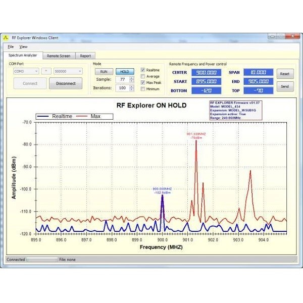 Portable Digital Spectrum Analyzer - RF Explorer (433MHz RF Range ...