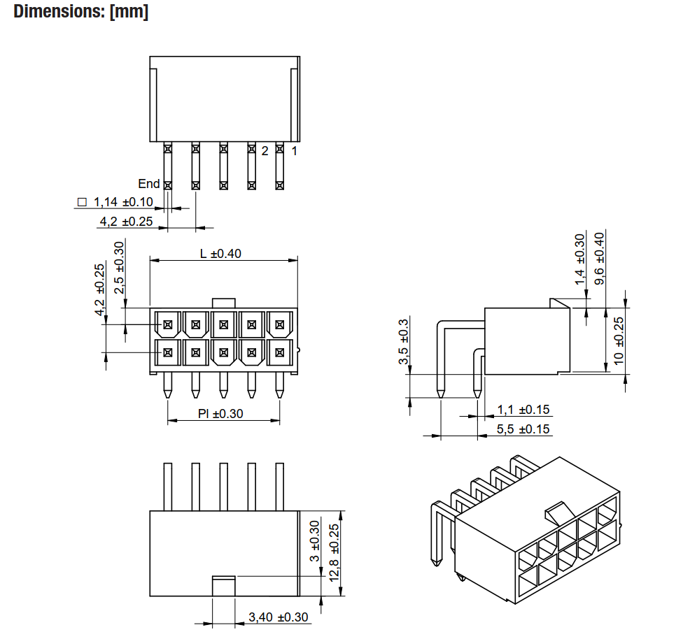Mount Male Header Connector Right Angle Through Hole PCB Header, 4 ...