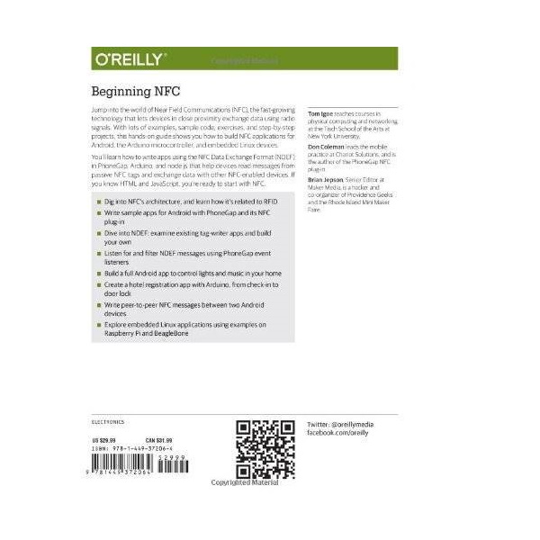 (Special Price) Beginning NFC Near Field Communication with Arduino, Android, and PhoneGap Book ...