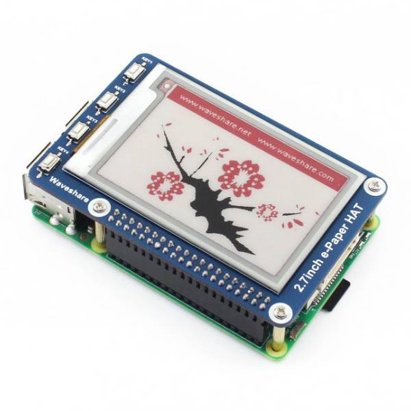264x176, 2.7 inch e-Paper Display HAT for Raspberry Pi, Three-color - ThaiEasyElec Electronic ...